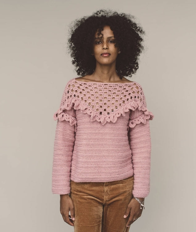 Maité Pull – Intermediate Crochet Kit in Woolpaca with Ruffles ...
