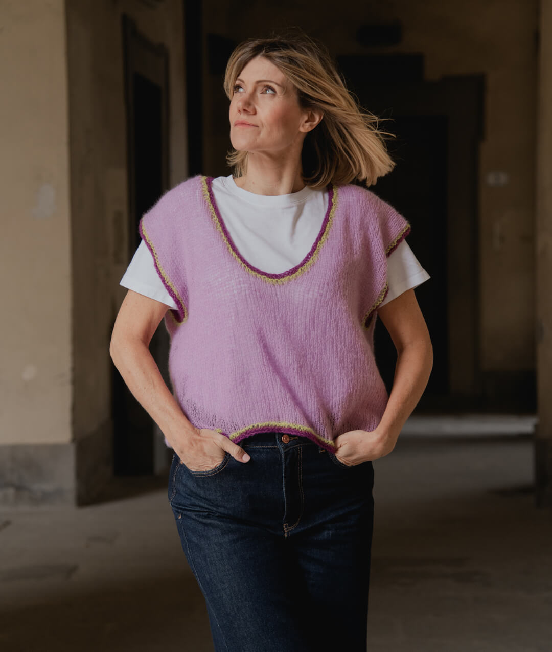 Sarah Vest – V-Neck Knitting Kit in Cuddle Cashmere – BettaKnit